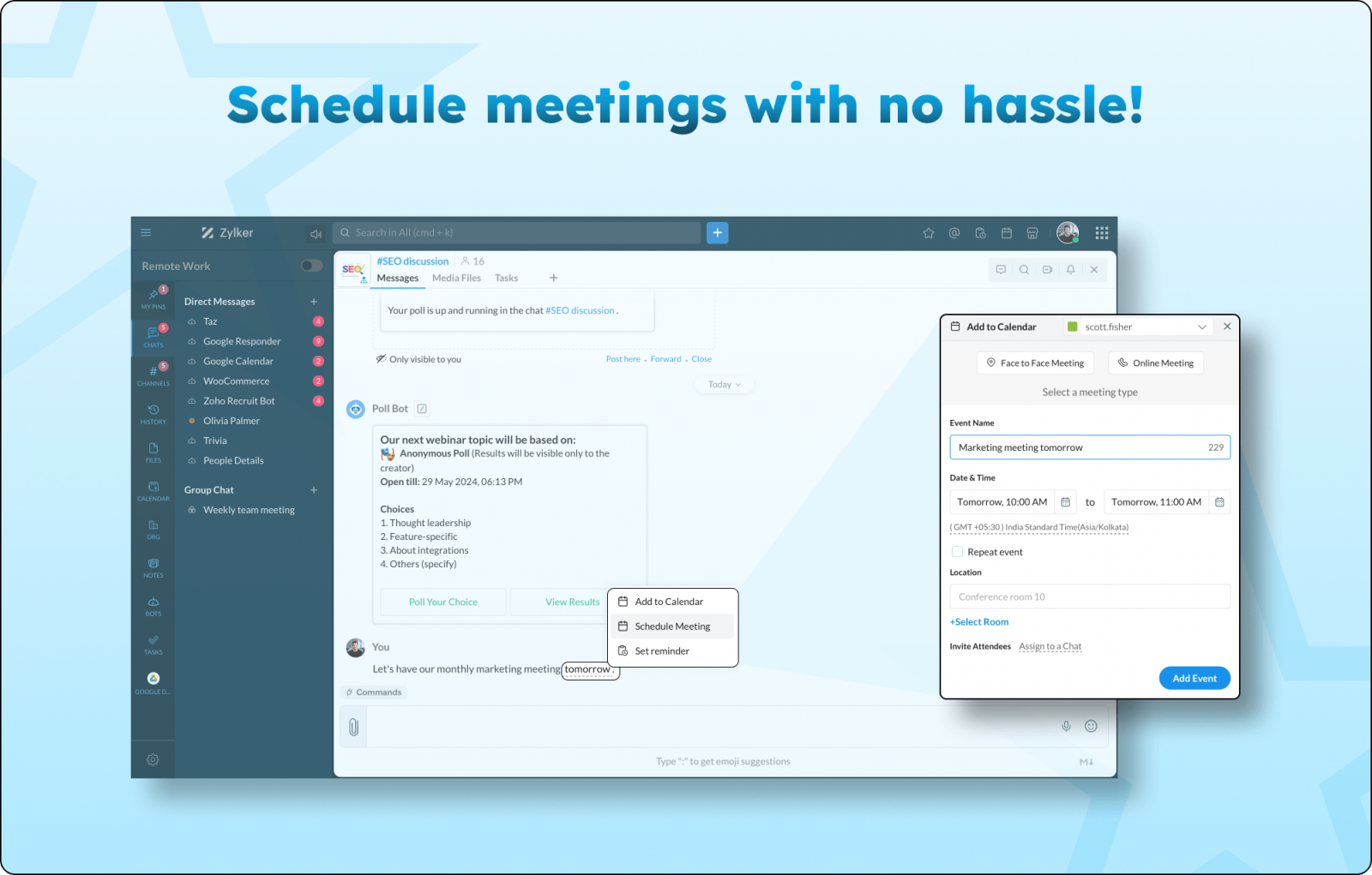 10 ฟีเจอร์เด็ด Zoho Cliq ยกระดับการสื่อสารองค์กรให้เหนือชั้น | Blog | Mail Master | Email ...
